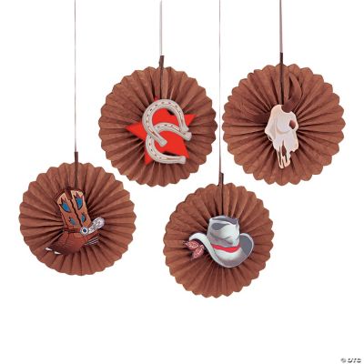12" Western Party Hanging Fans – 12 Pc. | Oriental Trading