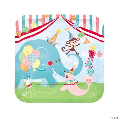 1st Birthday Circus Party Paper Dinner Plates - 8 Ct. | Oriental Trading