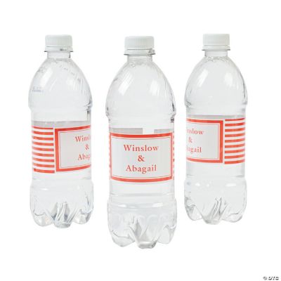 Personalized Orange Striped Water Bottle Labels - Discontinued