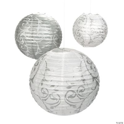 Silver Swirl Hanging Paper Lanterns - Discontinued