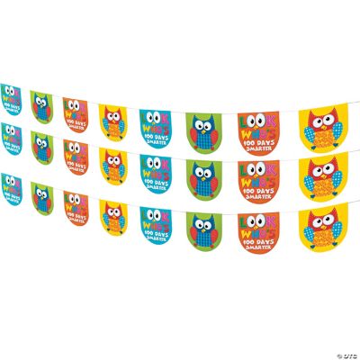 100th Day of School Smarter Owl Cardboard Pennant Banner - Discontinued
