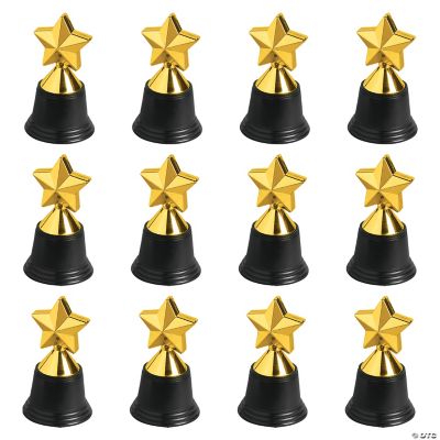 4 3/4" Mini Classic Goldtone & Black Plastic Star Trophies - 12 Pc ...