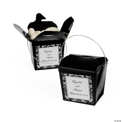Personalized Classic Black & White Take Out Boxes with Stickers ...