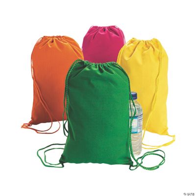 Medium Neon Canvas Drawstring Bags | Oriental Trading
