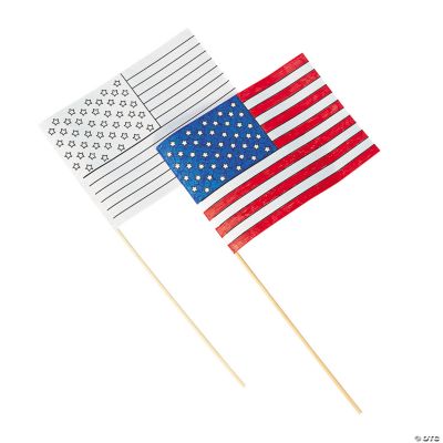 Small Paper Color Your Own American Flags - 8 1/2" x 6" on 13 3/4" - 12 ...