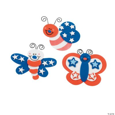 4 1/2" - 5" Patriotic Bug Magnet Foam Craft Kit - Makes 12