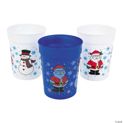 4" 10 oz. Holiday Snowman & Santa Claus Reusable BPA-Free Plastic Cups ...