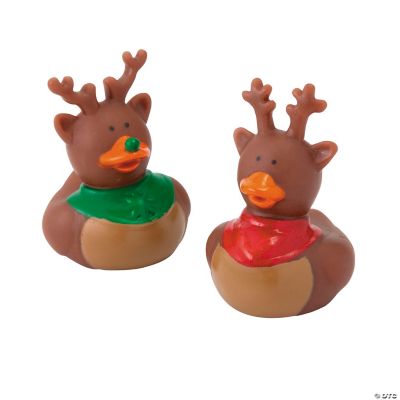 2" Christmas Santa Claus' Reindeer Brown Rubber Ducks
