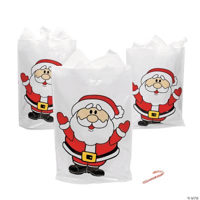 12" x 17" Bulk 50 Pc. Santa Claus White Plastic Goody Bags