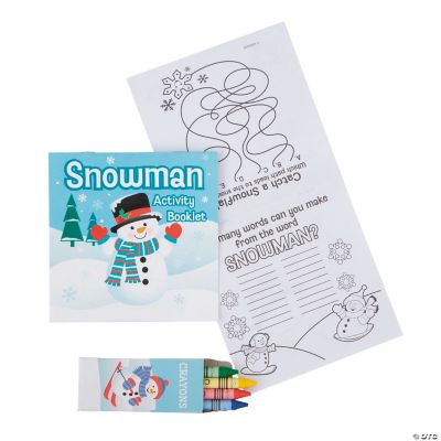 5" Snowman Paper Activity Booklets with 4-Color Crayons - 12 Pc.