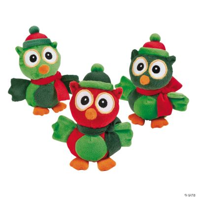 Winter Stuffed Hat & Scarves Holiday Owls - 12 Pc.
