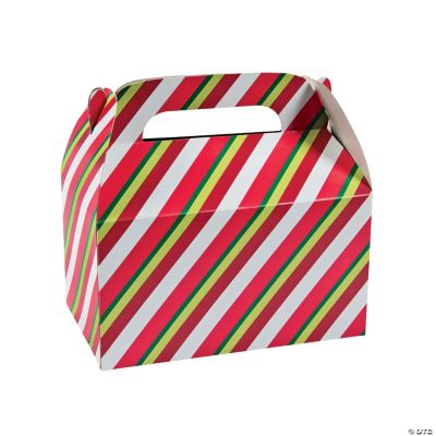 Red, Green & White Stripe Treat Boxes - 12 Pc.