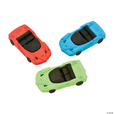 2 1/4" x 1 1/4" Assorted Bright Colors Race Car-Shaped Rubber Erasers ...