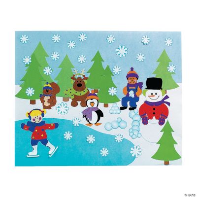 11" x 8 1/2" Winter Paper Repositionable Sticker Scenes - 12 Pc.
