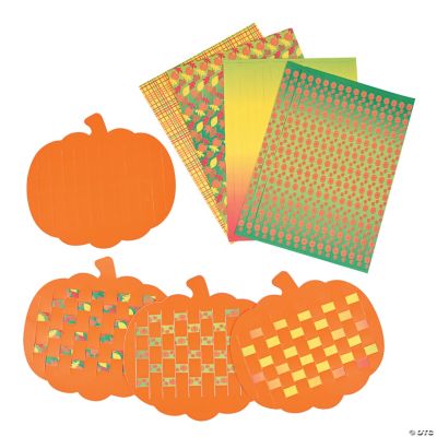 Colorful Pumpkin Weaving Mats - 24 Pc. with 144 Paper Strips