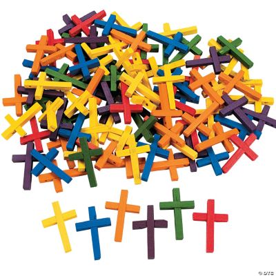 1 3/4" Bulk 100 Pc. Classic Wonderful Wood Cross Solid Color Beads ...