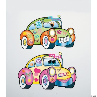 12 Design Your Own! Giant Groovy Bug-Shaped Sticker Scenes - Discontinued