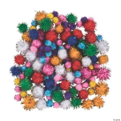 Bulk 150 Pc. Acrylic Glitter Pom-Poms | Oriental Trading
