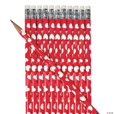 7 1/2" Valentine's Day Heart Wood Pencils - 24 Pc.
