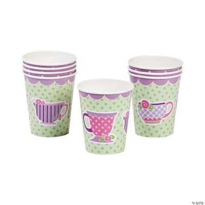 9 oz. Tea Party Purple & Green Polka Dot Disposable Paper Cups - 8 Ct ...