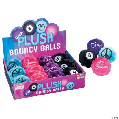 2 1/2" Fuzzy Stuffed Bouncy Balls - 12 Pc.