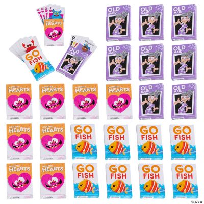 3 1/2" Hearts, Go Fish & Old Maid Card Game Boredom Buster Kit - 24 Pc ...