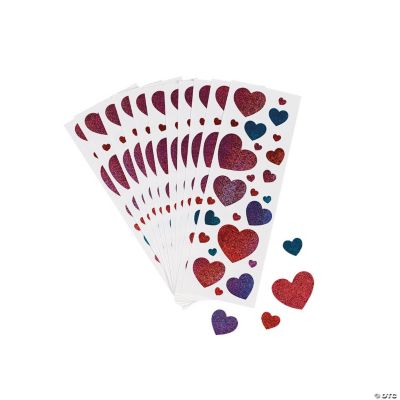 Bulk 300 Pc. Glitter Heart Stickers