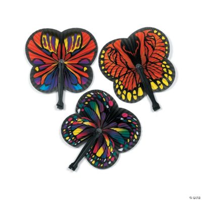 Monarch Butterfly-Shaped Folding Hand Fans - 12 Pc. | Oriental Trading
