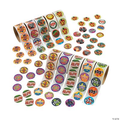 1 1/2" Motivational Reward Rolls of Stickers Assortment - 1000 Stickers