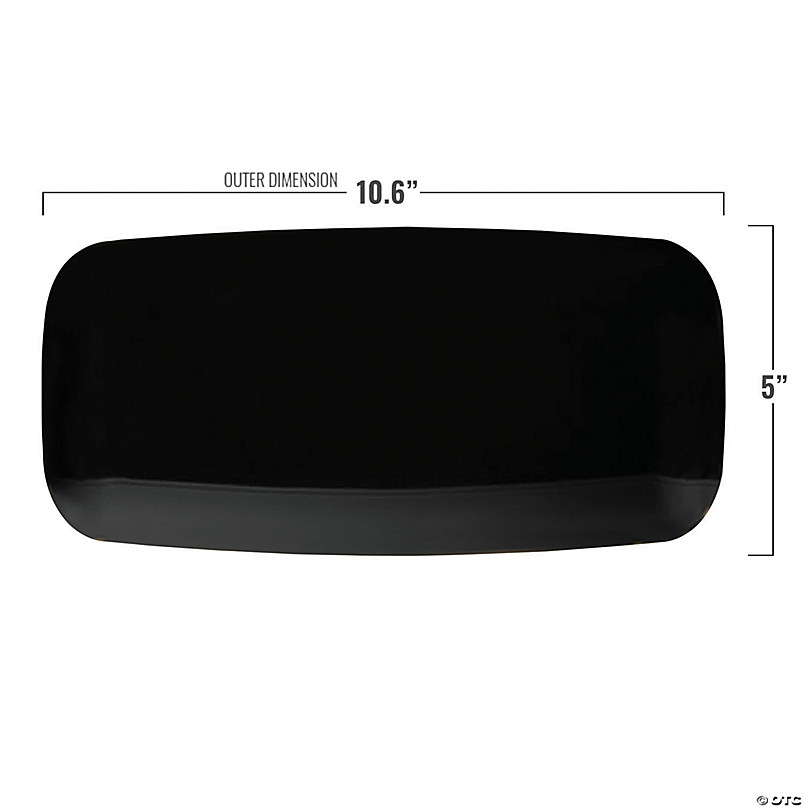 10.6" x 5" Solid Black Flat Raised Edge Rectangular Disposable Plastic ...