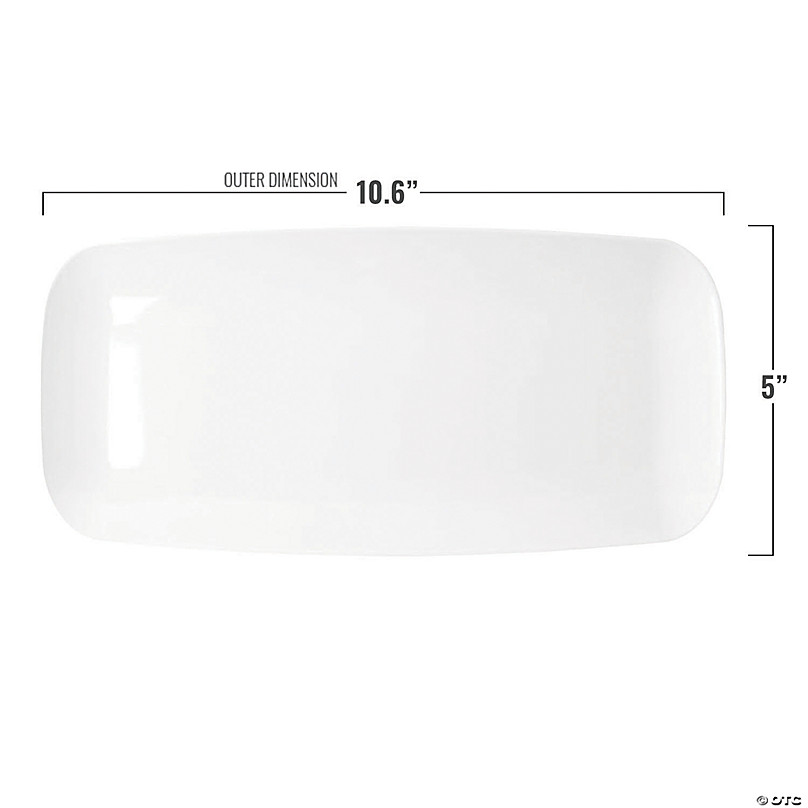10.6" x 5" Solid Clear Flat Raised Edge Rectangular Disposable Plastic ...