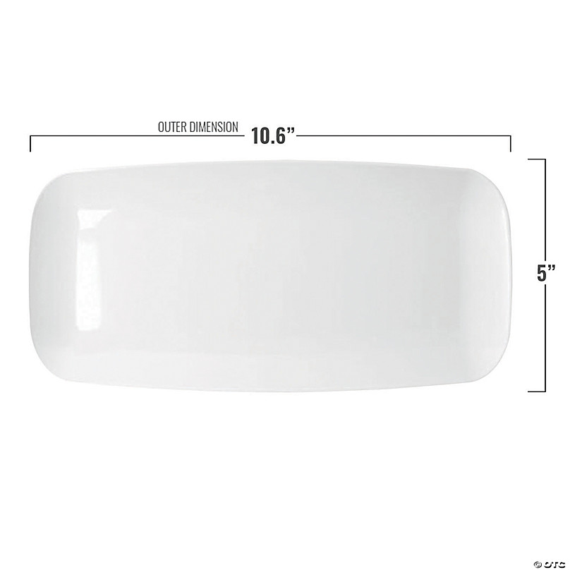 10.6" x 5" Solid White Flat Raised Edge Rectangular Disposable Plastic ...
