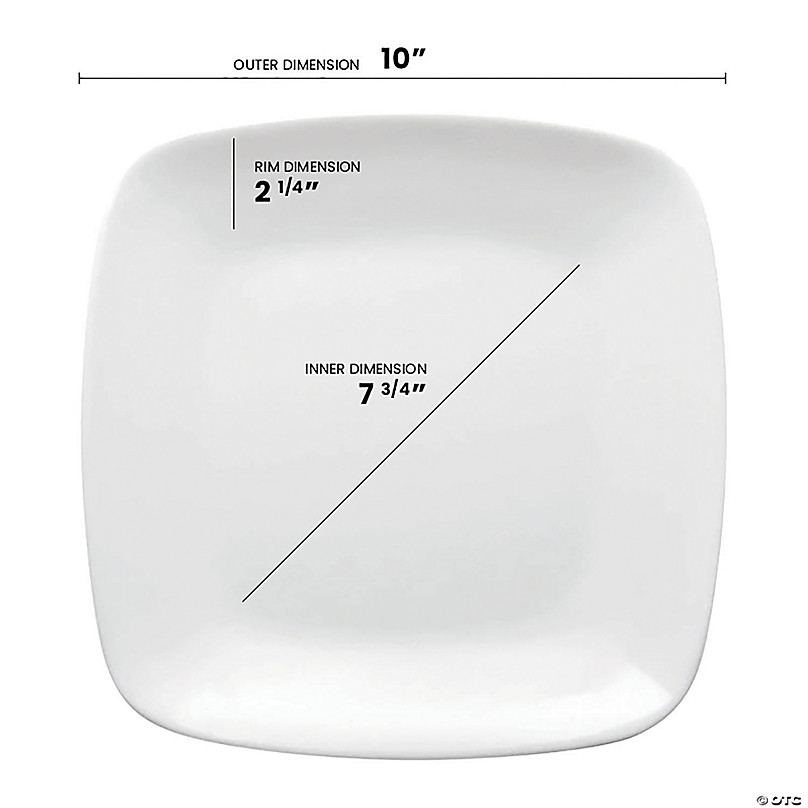 10" Solid White Flat Rounded Square Disposable Plastic Dinner Plates ...