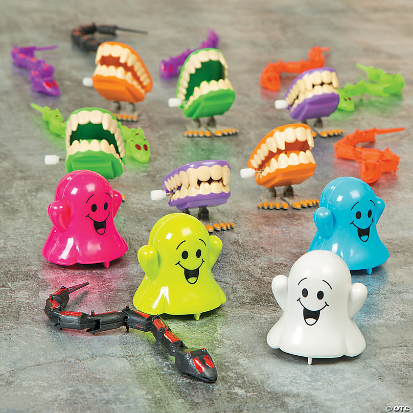 2" Mini Brightly Colored Ghost Plastic Pull-Back Toys - 12 Pc.