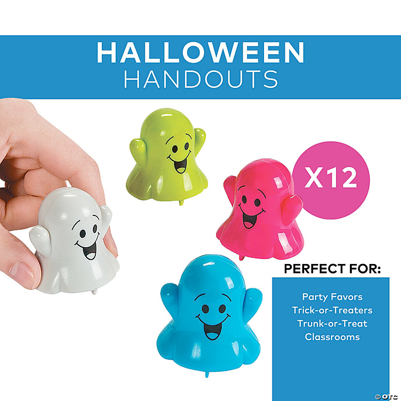 2" Mini Brightly Colored Ghost Plastic Pull-Back Toys - 12 Pc ...