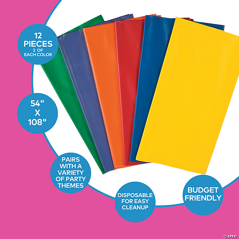 54" x 108" Solid Color Rectangle Disposable Plastic Tablecloth ...
