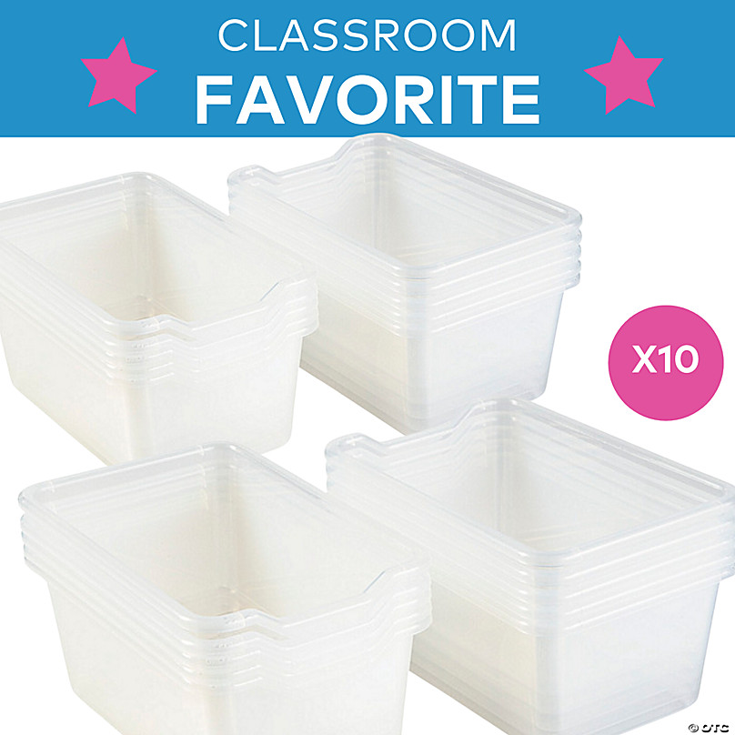 8" x 5" Clear Stackable Scoop-Front Plastic Storage Bins - 10 Pc.