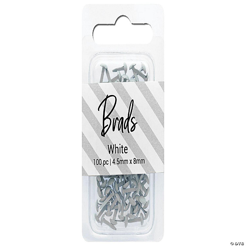 Brads 4.5mm x 8mm 100pc Solid White