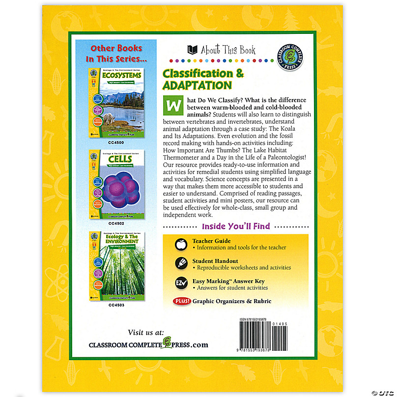 Classroom Complete Press Classification Adaptation Resource Book ...