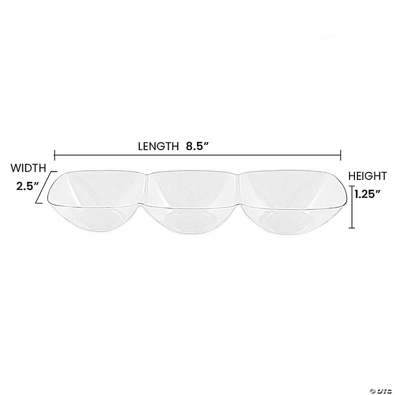 Clear Rectangular 3-Hole Mini Plastic Bowls (100 Bowls) | Oriental Trading