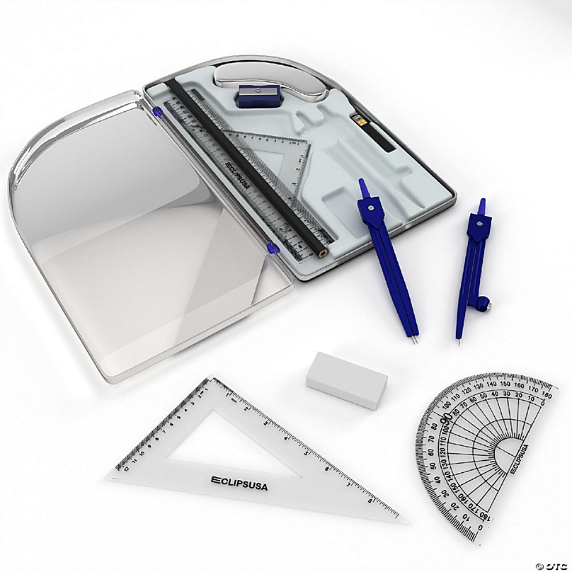 E-Clips USA Geometry Math Set - Includes Protractor, Compass, Ruler ...