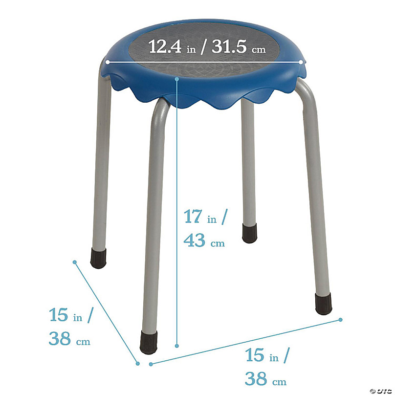 ECR4Kids Daisy Stackable Stool Set, Blue, 8-Piece | Oriental Trading