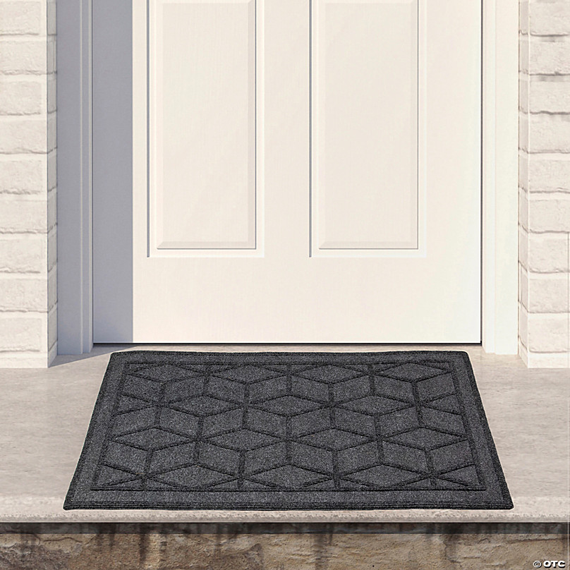 Gray Diamond Patterned Rectangular Coir Doormat 18" x 30" | Oriental ...