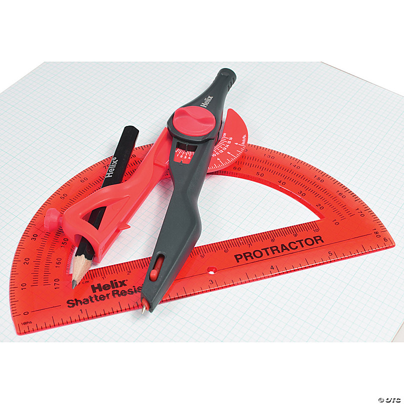 Helix Plastic Locking Compass & Protractor Set, 5 Sets | Oriental Trading