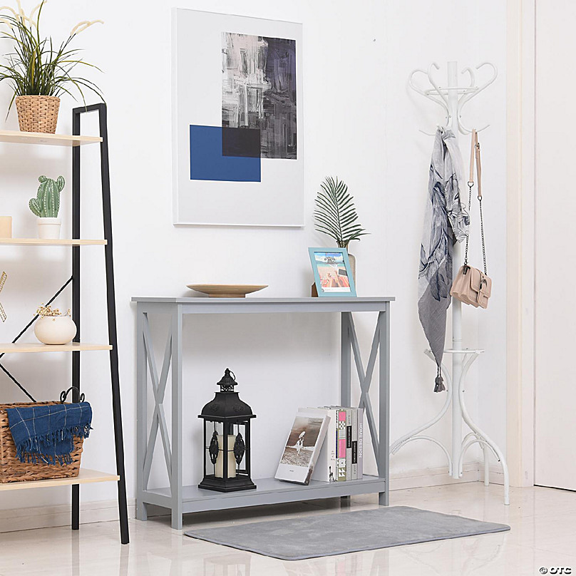 HOMCOM Grey 2 Tier Console Side Table