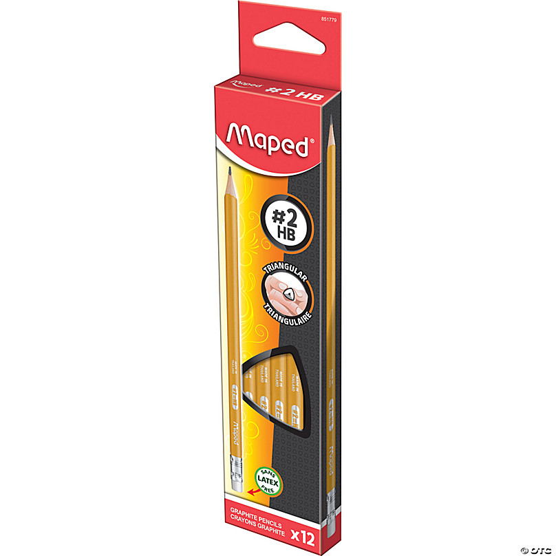 Maped Essentials Triangular Graphite #2 Pencils, 12 Per Pack, 12 Packs ...