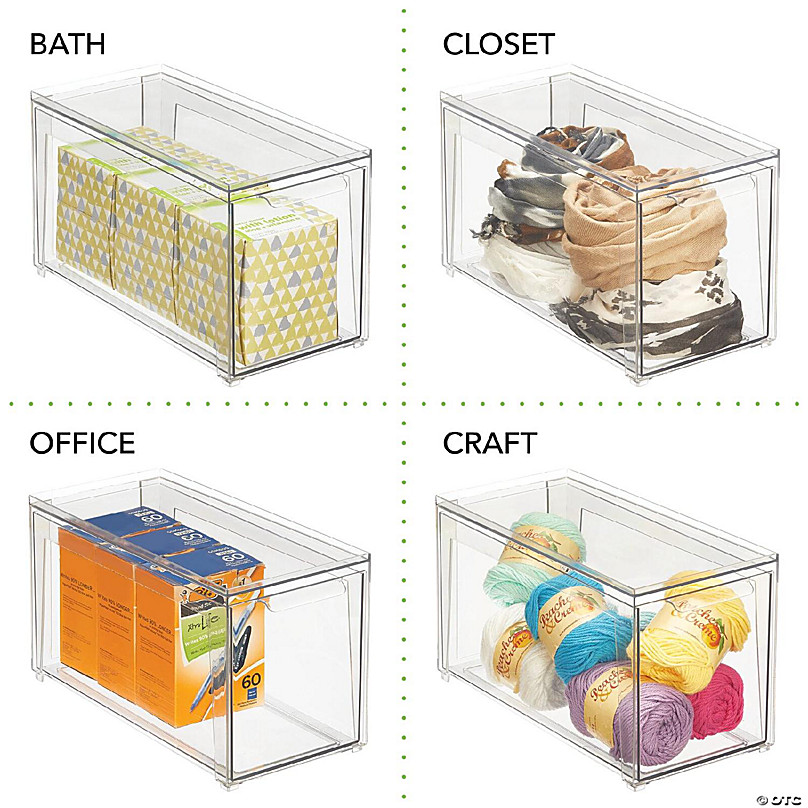 mDesign Plastic Stackable Bathroom Storage Organizer with Drawer, 2 ...