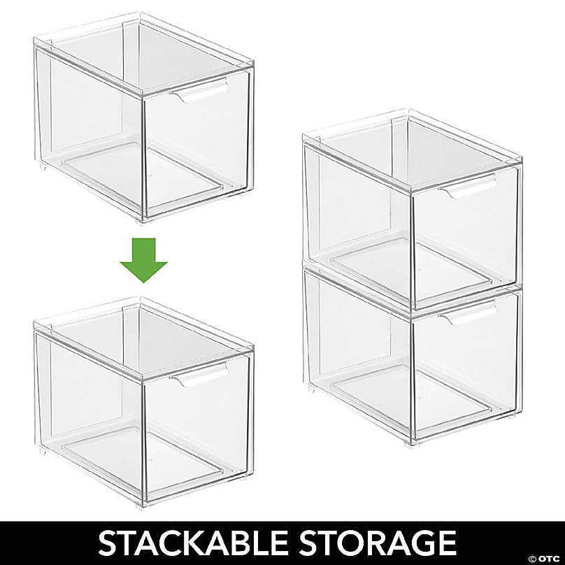 mDesign Plastic Stackable Bathroom Storage Organizer with Drawer, 4 ...