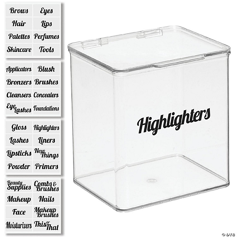 mDesign Stackable Plastic Bath Vanity Storage Organizer Box + 32 Labels ...