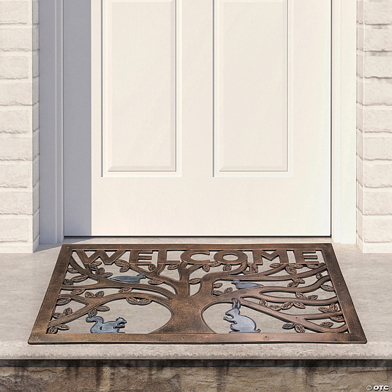 Tree with Animals Rectangular "Welcome" Doormat 18" x 30" | Oriental ...